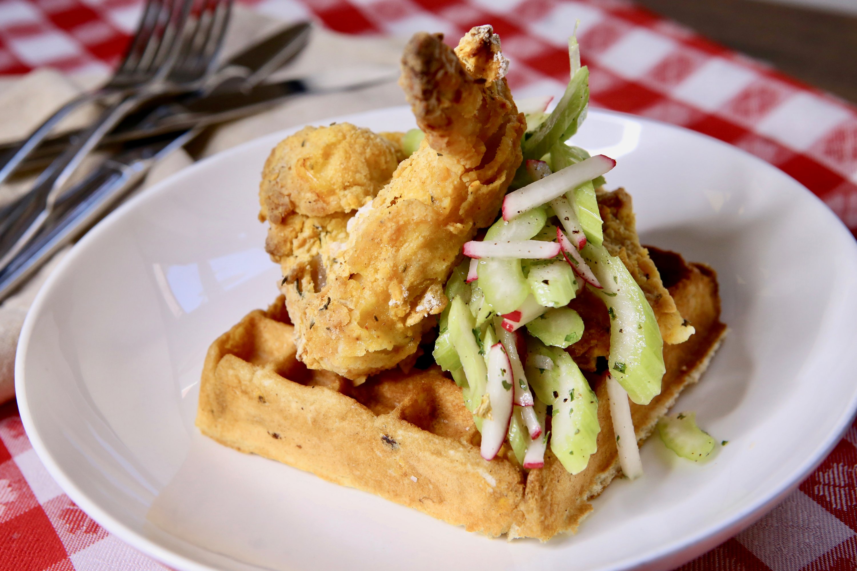 Crispy Baked Chicken & Dandy® Super Sweet Corn Waffles