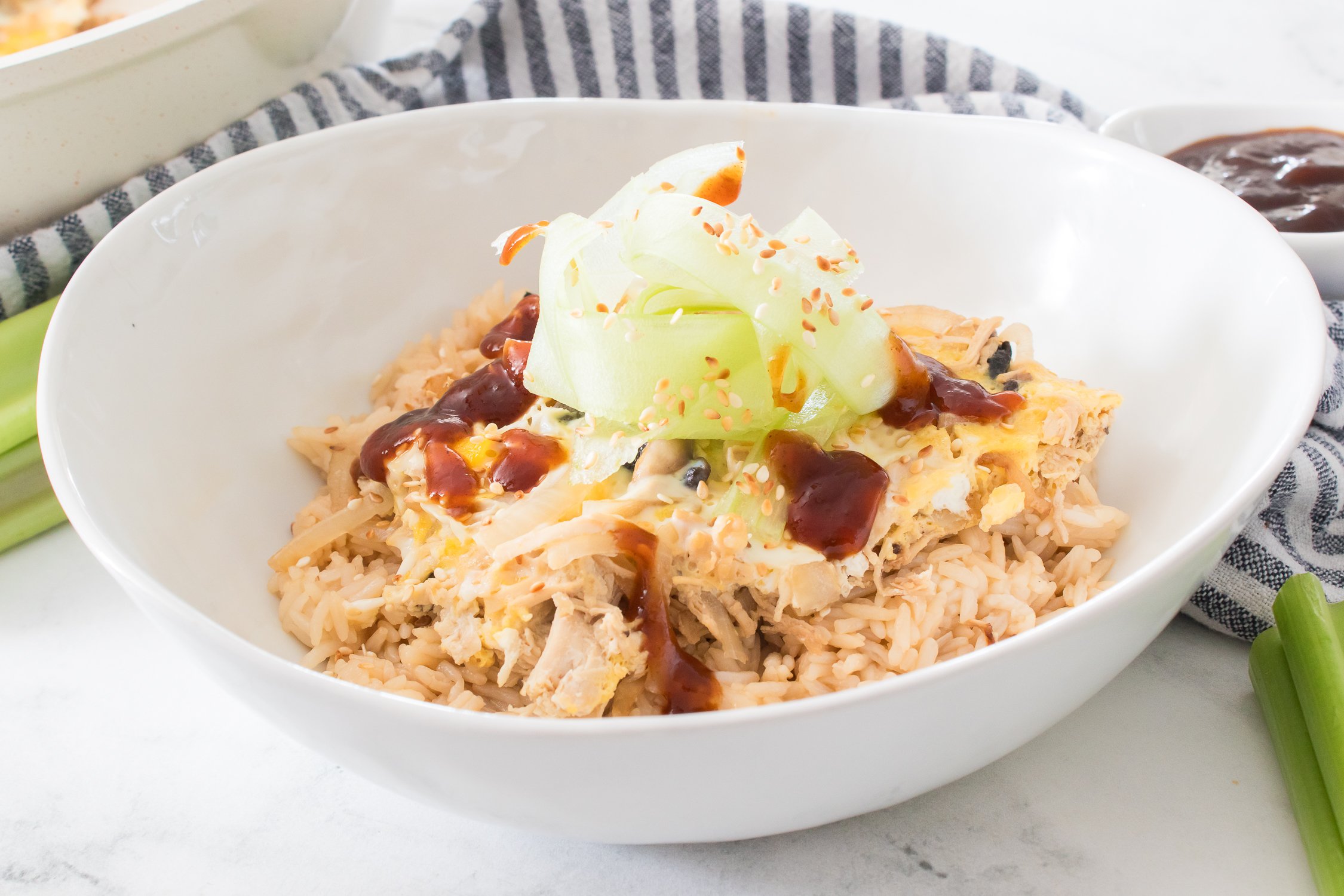 Japanese Oyakodon: Chicken and Mushroom Bowl