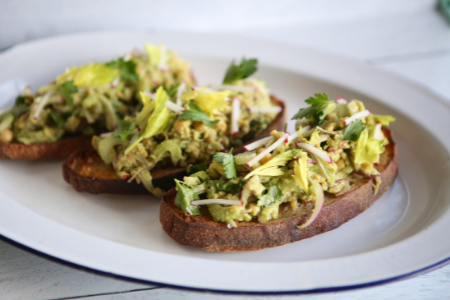 Dandy Radish, Celery & Garbanzo Tartine
