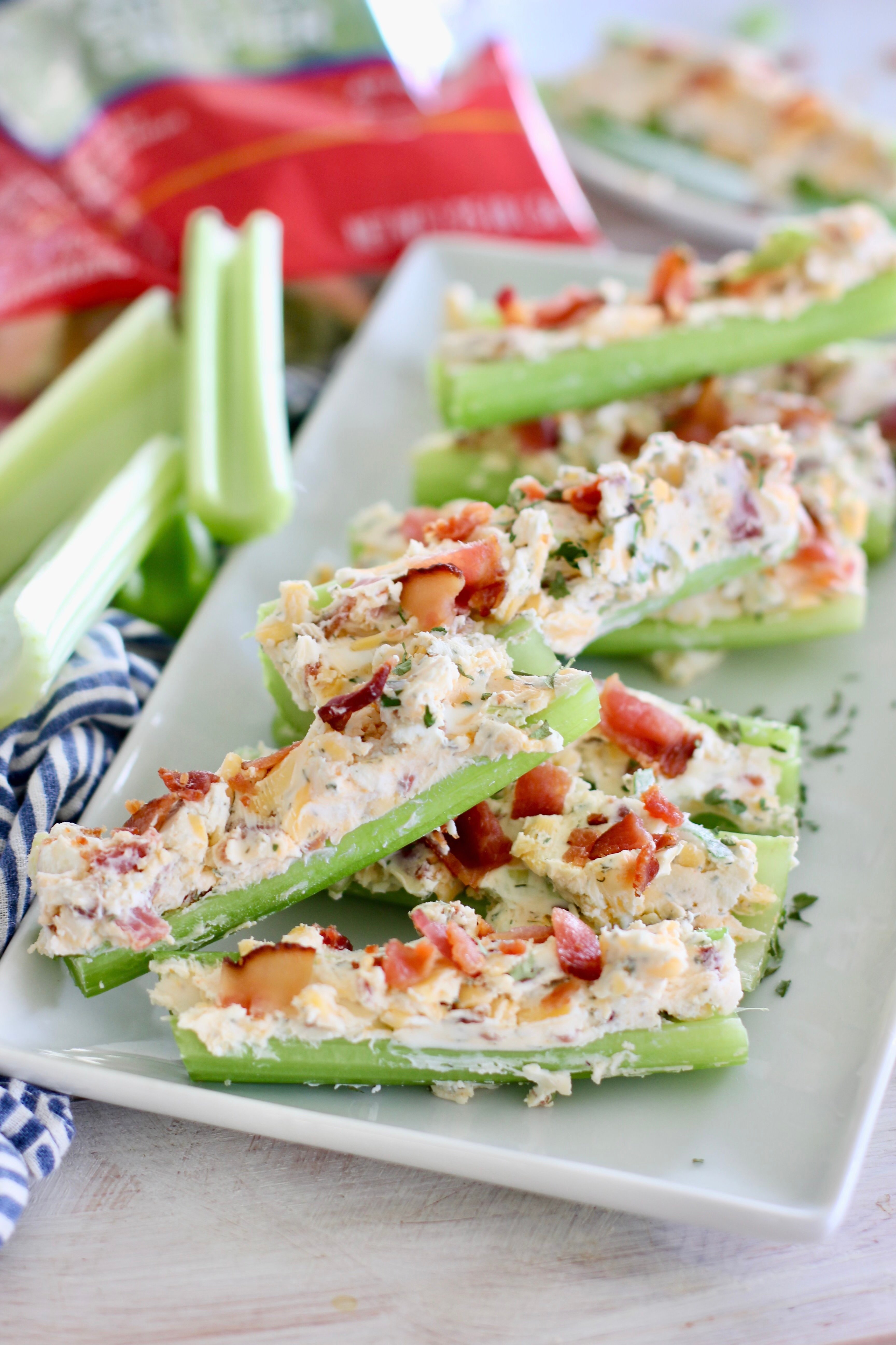 Cheddar Bacon Stuffed Celery